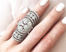 The "Constance" full finger ring, 925 sterling silver, AAA zirconia