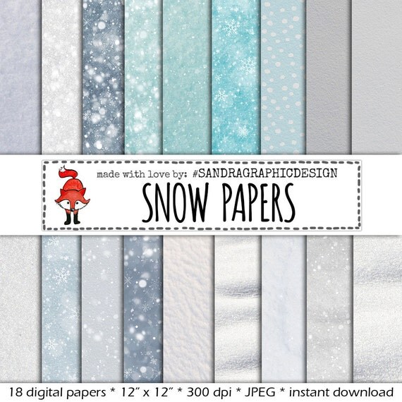 Snow digital paper snow texture snow by SandraGraphicDesign