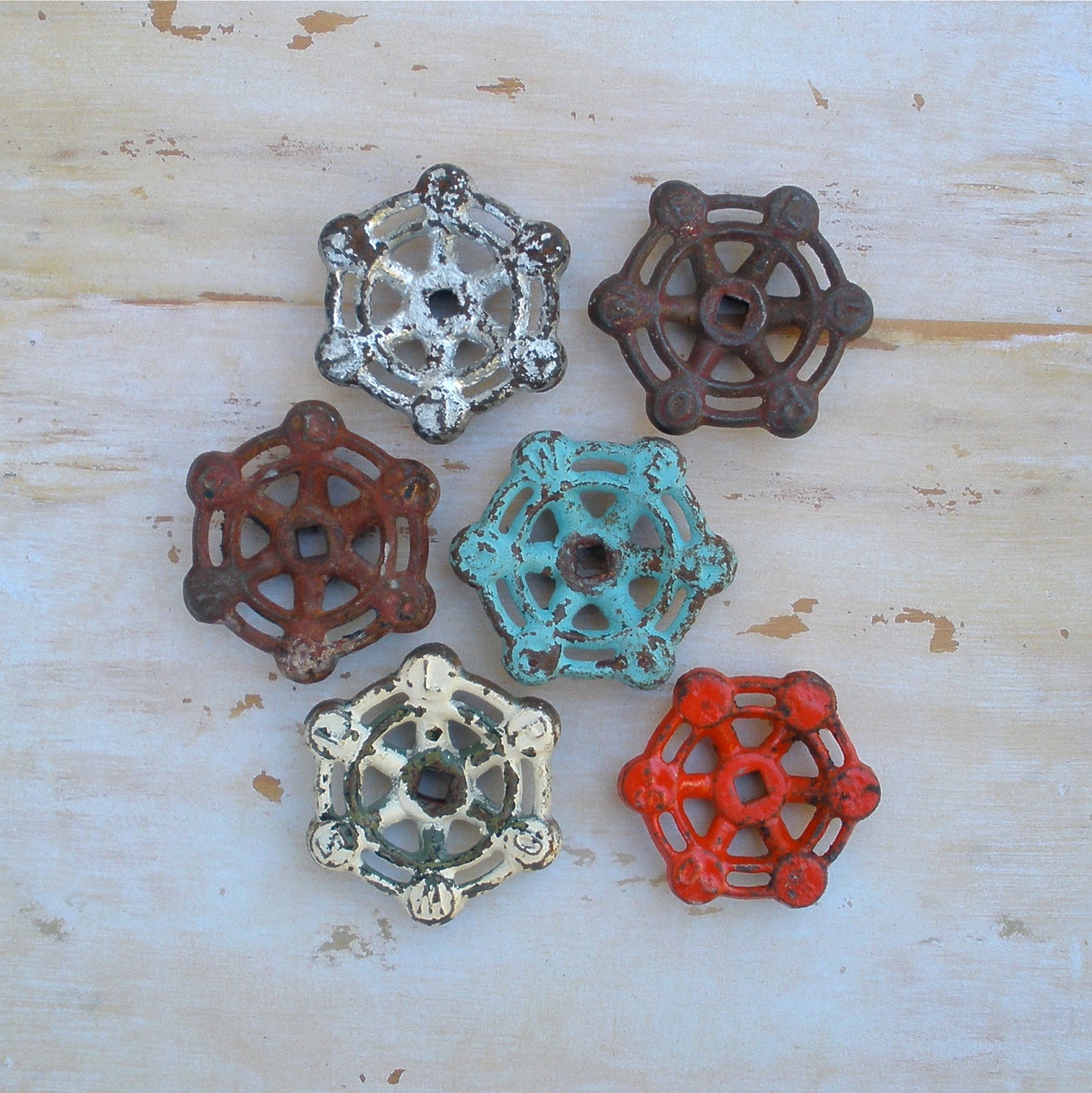 Vintage Spigot Faucet Valve Handle Lot Of 6 Steel Industrial Farmhouse ...