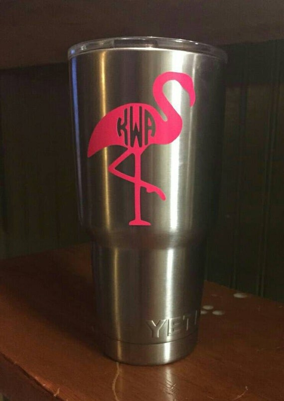 Flamingo Monogram Decal Great For Yeti Tumbler