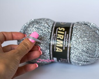 Silver metallic yarn | Etsy