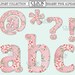 SHABBY PINK ALPHABET Digital ClipArt: Letters Numbers