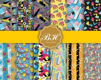 Geometric Doodles Digital Paper Pack. Hand Drawn Scrapbook