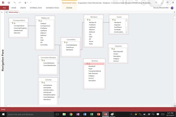 Organization Club Membership Access Database Template