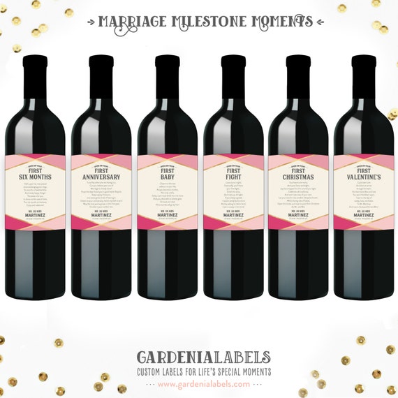 Wedding Milestone Wine Labels Unique Wedding Gift Engagement