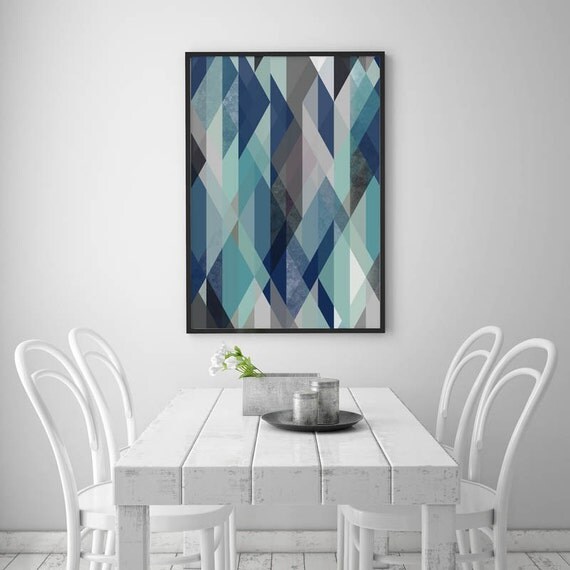 Geometric Print Blue Geometric Art Abstract Poster