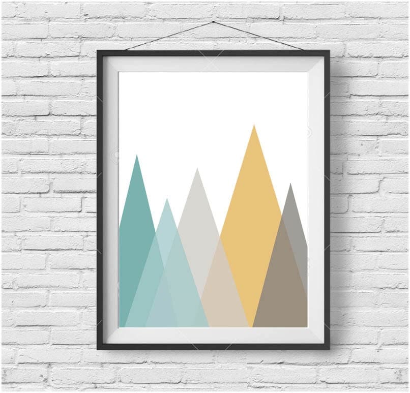 Scandinavian Print Scandinavian Wall Art Mountain Print Yellow