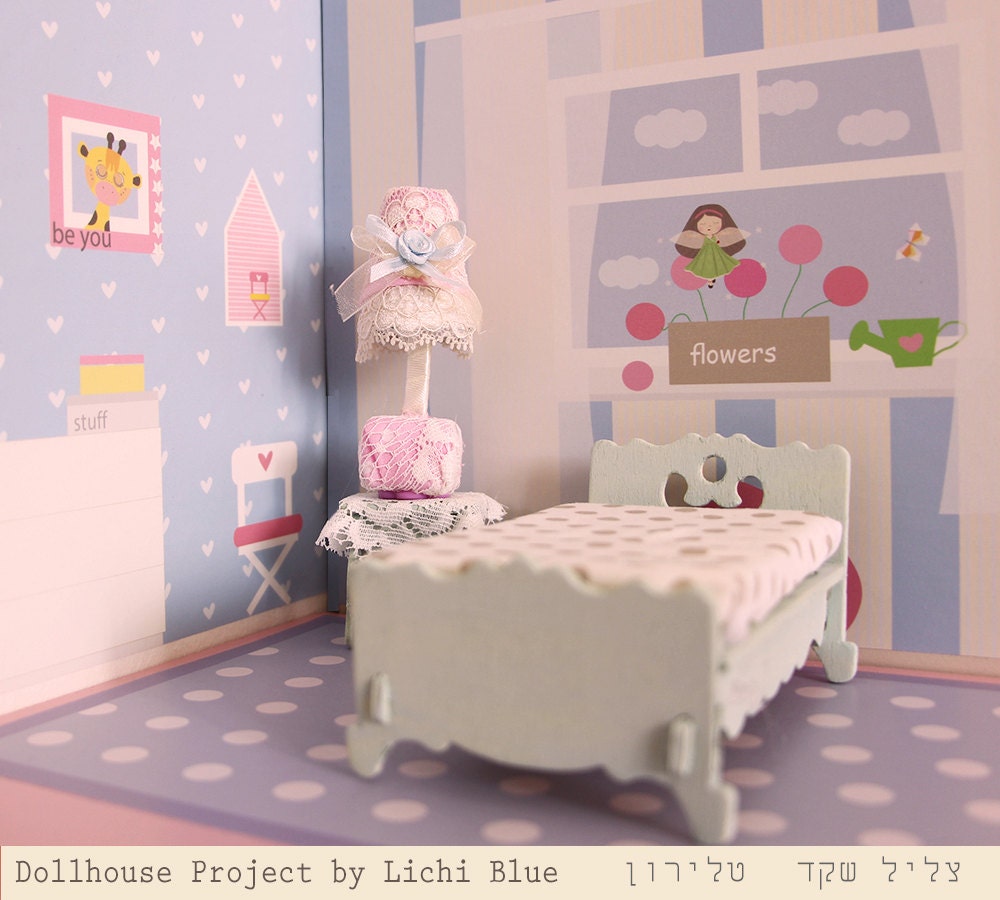 Blue Dollhouse Decals Fabric Wall Stickers Girls Large Set