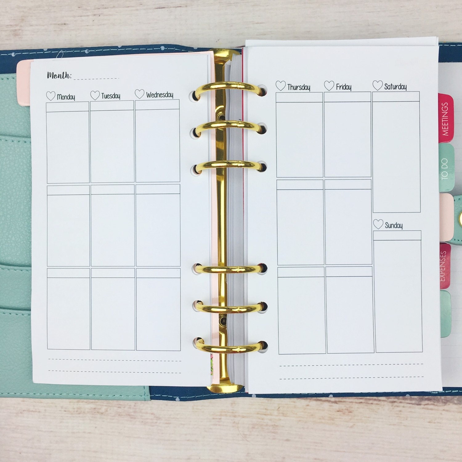 PERSONAL SIZE Planner Insert Blank Weekly Layout PERSONAL SIZE Planner Insert Blank Weekly Layout