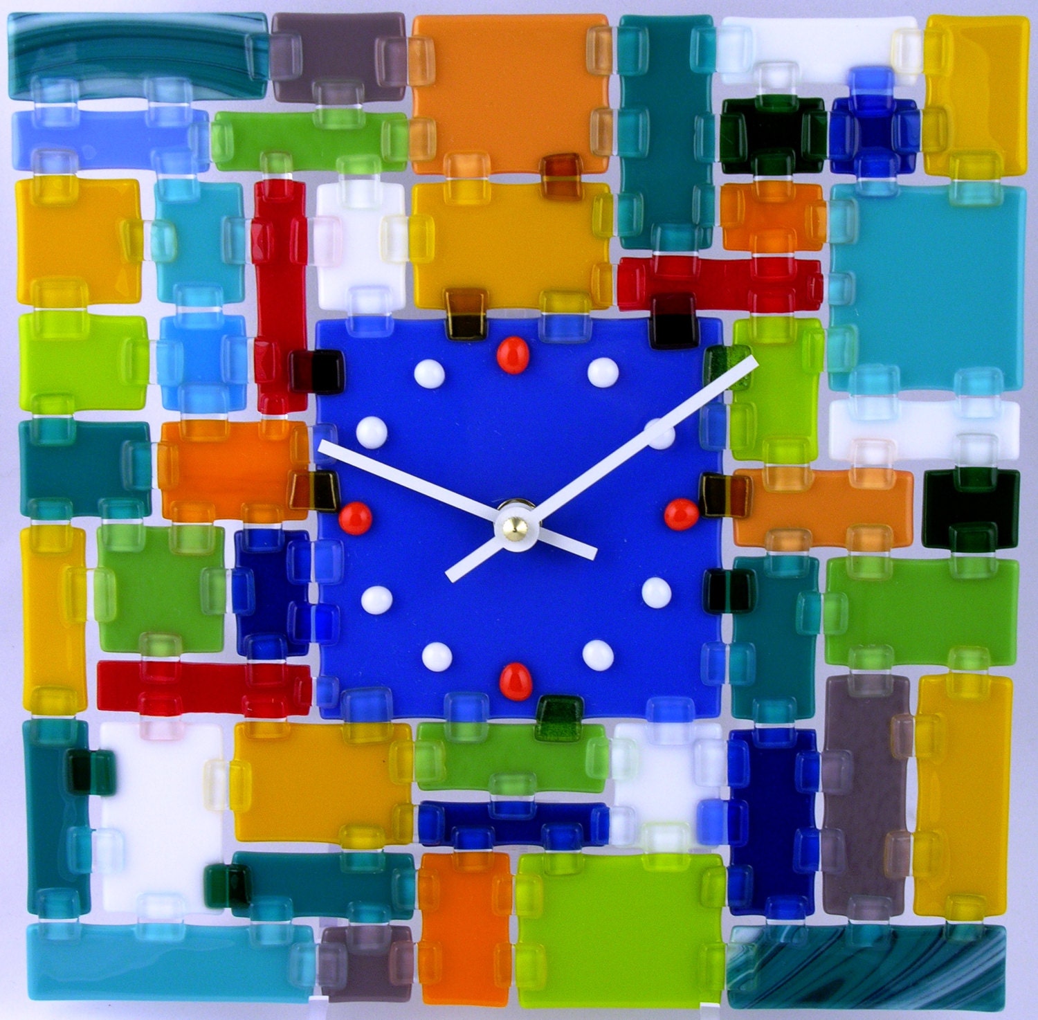 Fused Glass Wall Clock Rectangular Fantasy by GamesOfColors