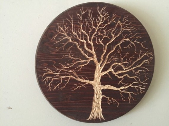 Wood wall art carved family tree 15 wide by JDECreations on Etsy