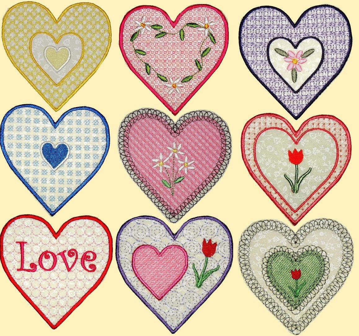 Hearts Machine Embroidery Designs from SoftSew on Etsy Studio