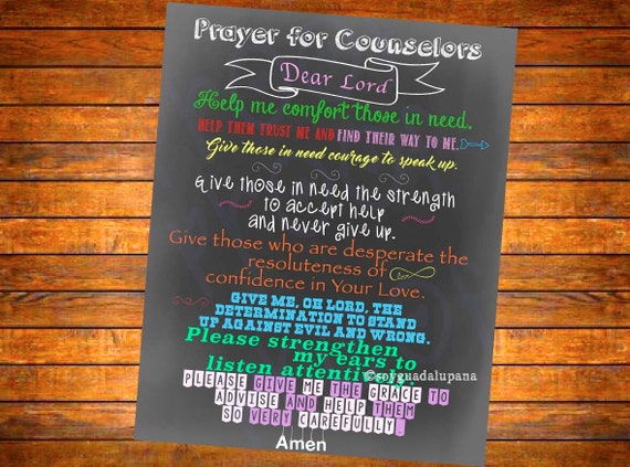 Counselor's Prayer Chalkboard Sign Poster Digital Download