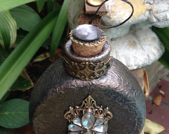 Glass Potion Bottle with Leather Strap by HouseEarleDesigns