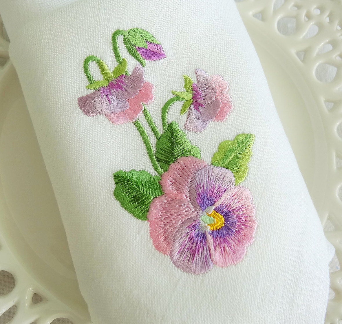Machine Embroidery Design Pansies