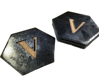 Forged Iron Square Monogram Coasters Set of 4 by BrownDogForge