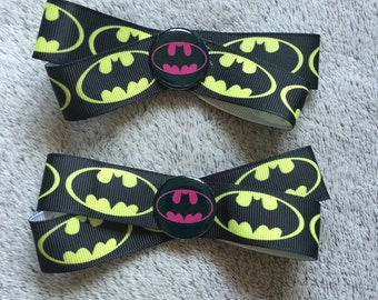 Items similar to Hair Bow, Batman Hair Bow, Pink Batman Hair Bow, Over ...
