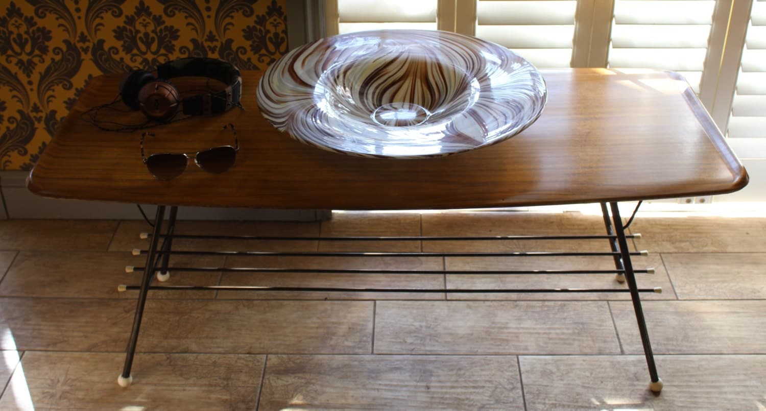Retro Folding Formica Coffee table with magazine rack and satellite ...