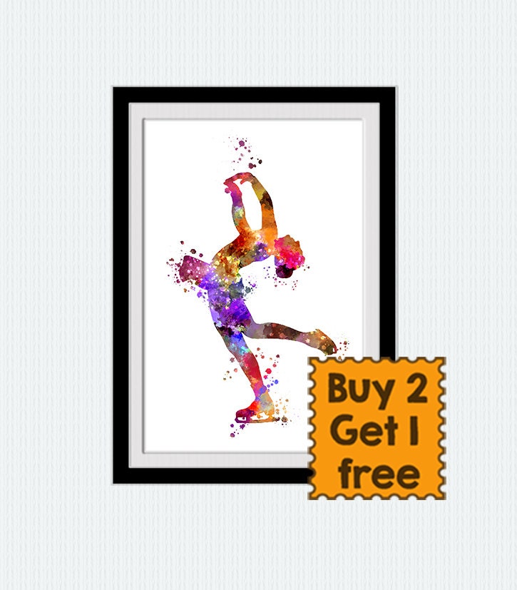 Ice skating poster Figure skating art print by ColorfulPrint