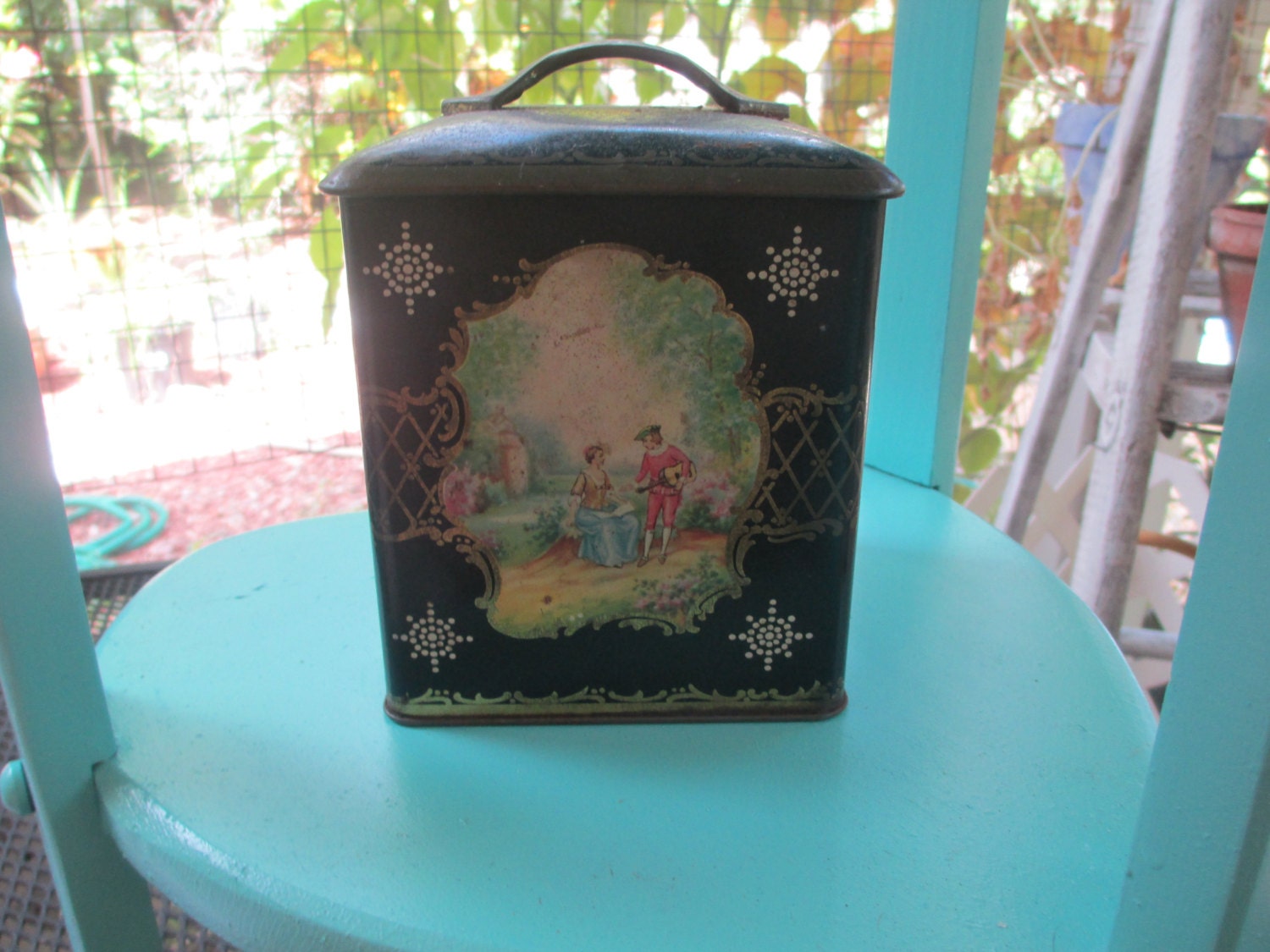 victorian tea tin black tin english canister with lid – Haute Juice
