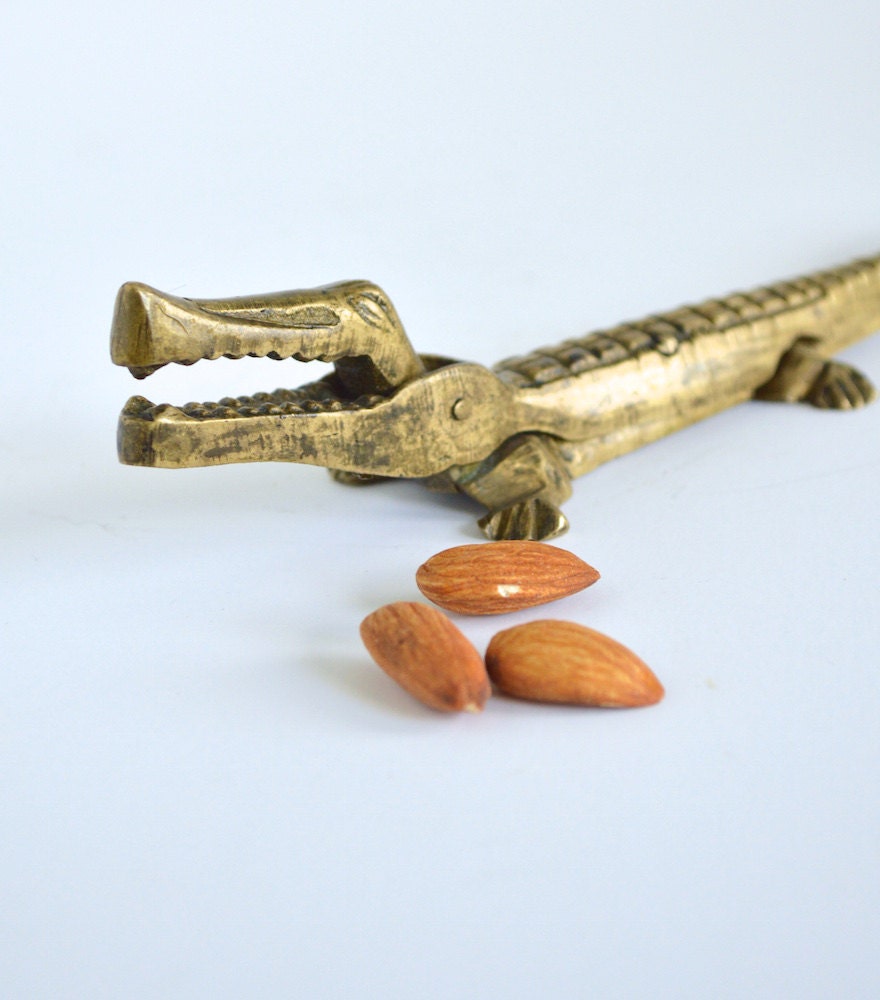 Vintage Alligator Nutcracker Brass Crocodile Nut Cracker (Made in China ...