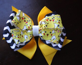 Items similar to Pikachu 4 inch Layered Hairbow on Etsy