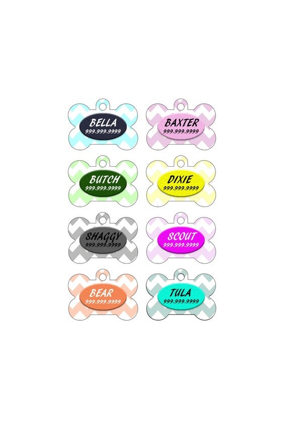Personalized Dog Tag Pet Id Tag Colorful Chevron by uDesignCustoms