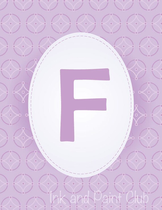 Items similar to Nursery Wall Art Printable Letter Purple Letter F on Etsy