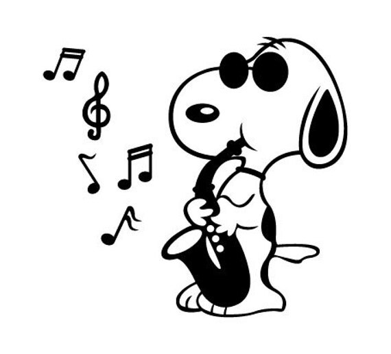 Snoopy with Saxophone decal vinyl window bumper by StickerShop24