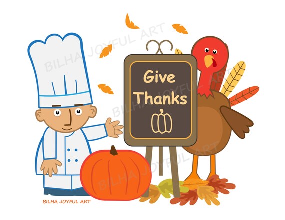 Items similar to Give Thanks Chef Clipart thanksgiving holidy autumn ...