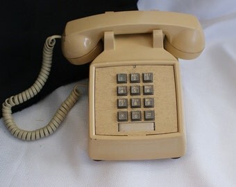 Items similar to tan pushbutton phone, vintage telephone, 1980's office ...
