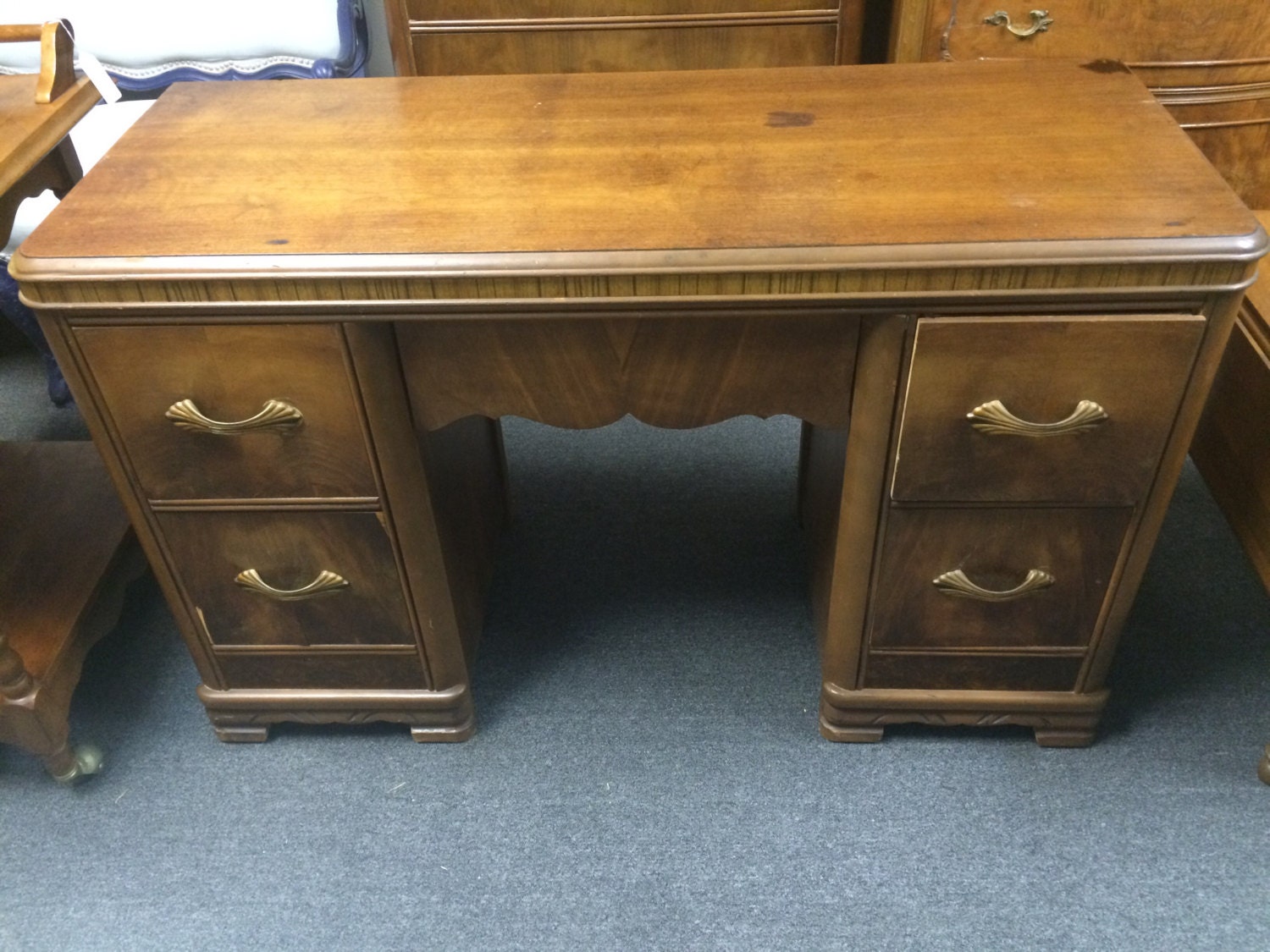 1930’s Waterfall Oak Desk – Haute Juice
