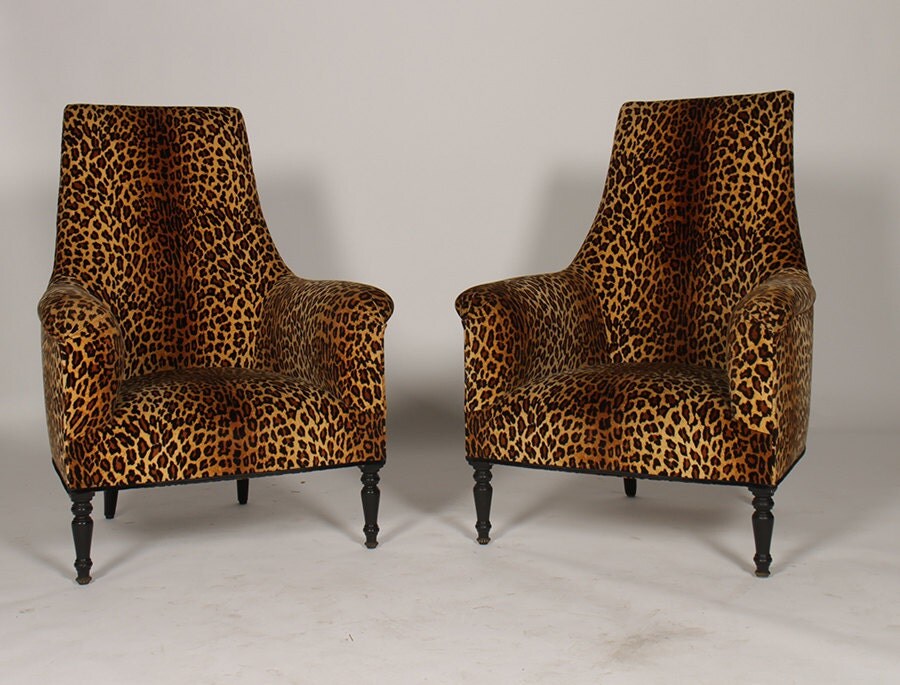 Pair Of Napoleon 3rd Leopard Print Club Chairs – Haute Juice