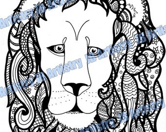 Zentangle lion | Etsy