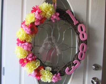 Items similar to Cottage Chic House Number Wreath on Etsy