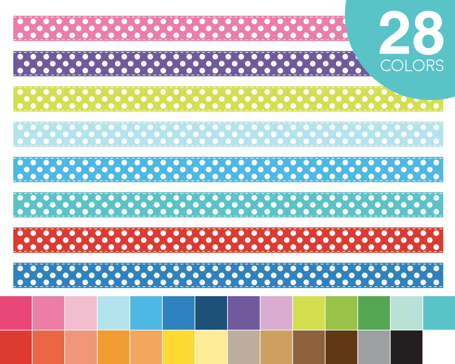 Polka dot Border clipart Digital border clipart Rainbow