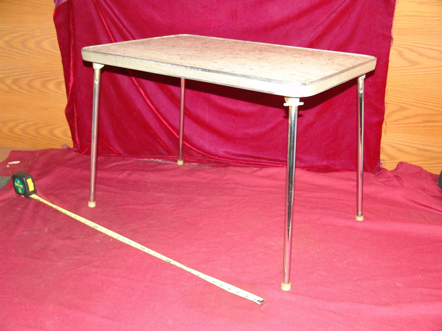 RARE Vintage folding chrome leg aluminum trim coffee end dining table ...