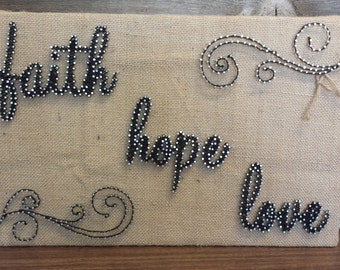 Faith hope love string art