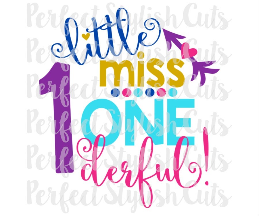Little Miss One-derful SVG DXF EPS png Files for Cutting