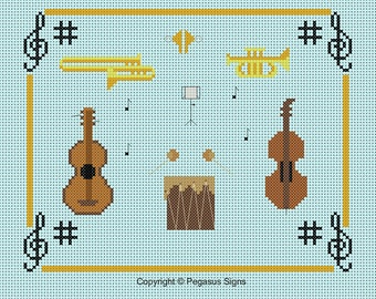 Guitar cross stitch | Etsy