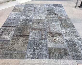 Unique gray patchwork rug related items | Etsy