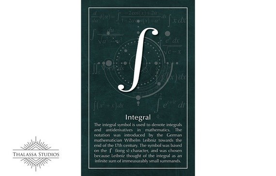 Math Poster Integral Calculus Printable Poster Maths