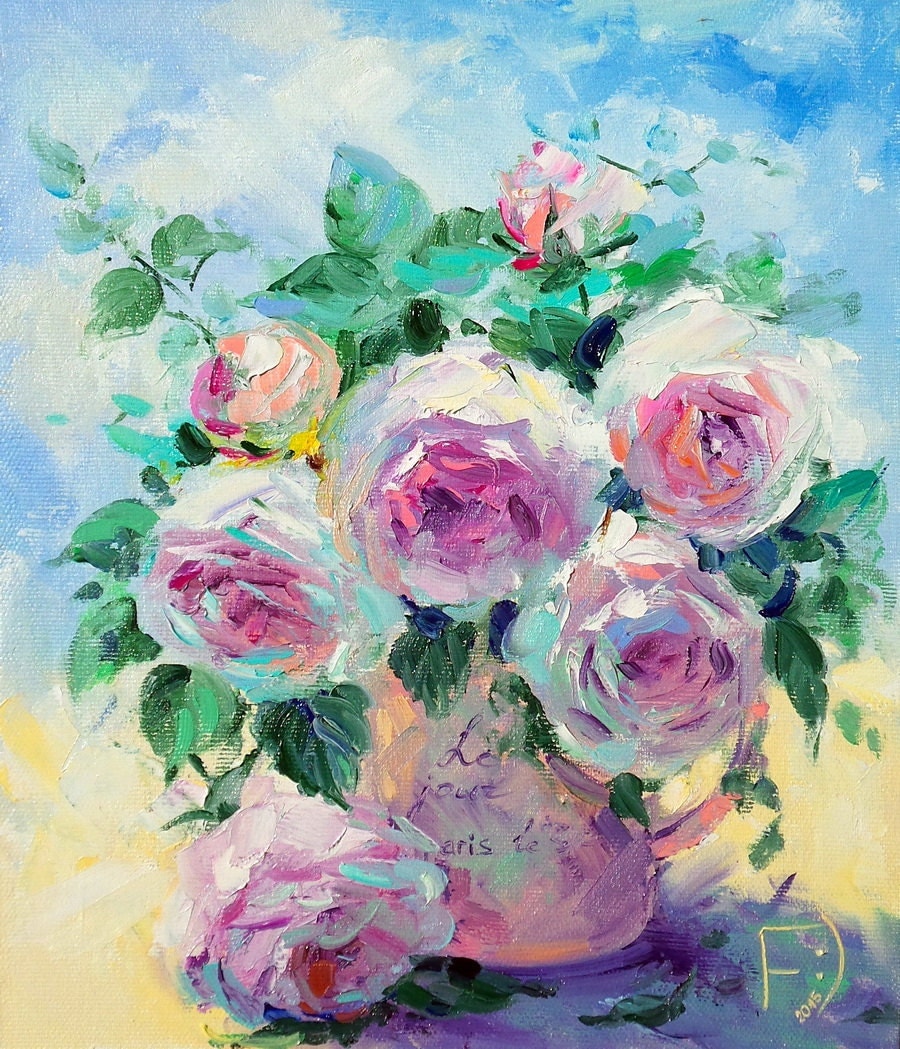 Shabby roses Flowers Shabby chic Bright painting Palette