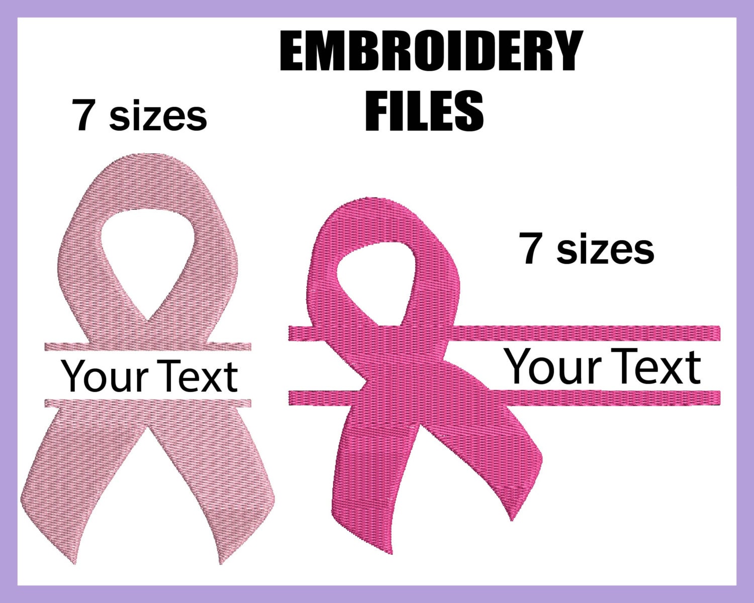 Split Breast Cancer Ribbons Design for Embroidery Machine