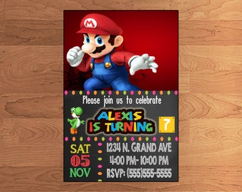 Items similar to Super Mario Baby Shower Invitations for Boy - Printed ...