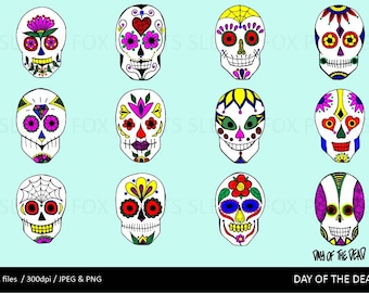 Sugar skull clipart | Etsy