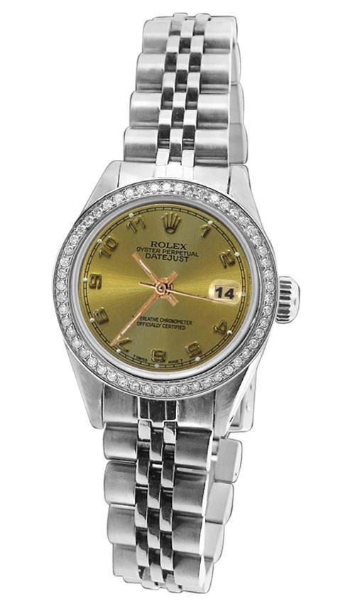 Arabic dial Rolex datejust watch diamond bezel jubilee SS bracelet ...