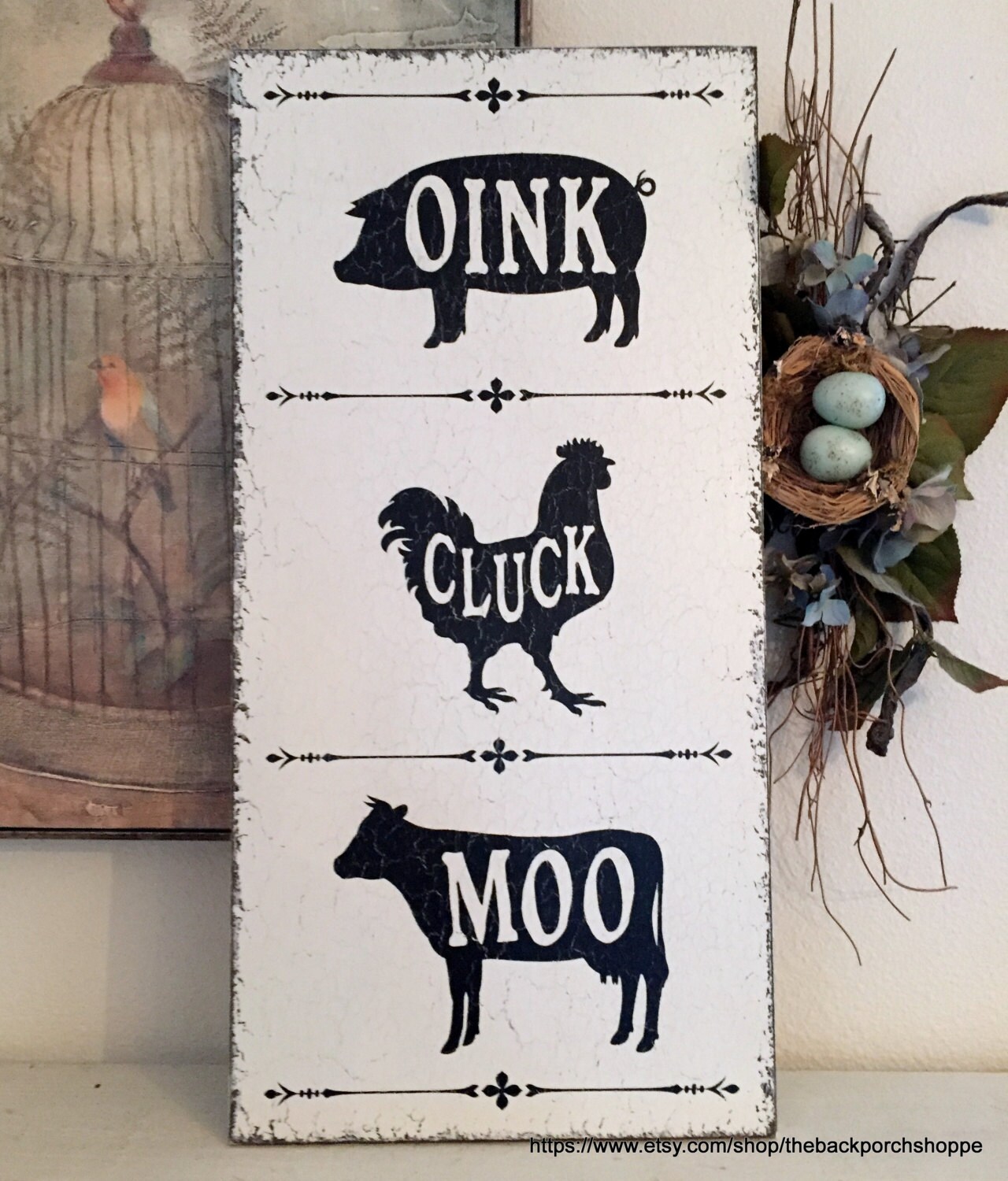 Kitchen Signs Chicken Sign Cow Sign Pig Sign by thebackporchshoppe