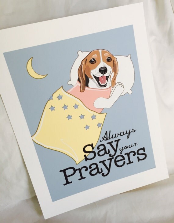 Praying Beagle 7x9 Eco-friendly Print