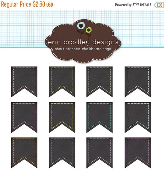 SALE Chalkboard Flags Clipart Clip Art by ErinBradleyDesigns